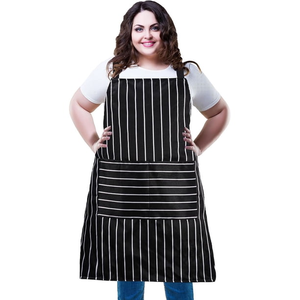 Plus Size Water Resistant Adjustable Long Ties Bib Apron with Pockets ...