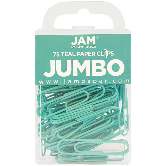 JAM Paper Jumbo Paper Clips, Teal Blue, 1 inch, 75/Pack - Walmart.com
