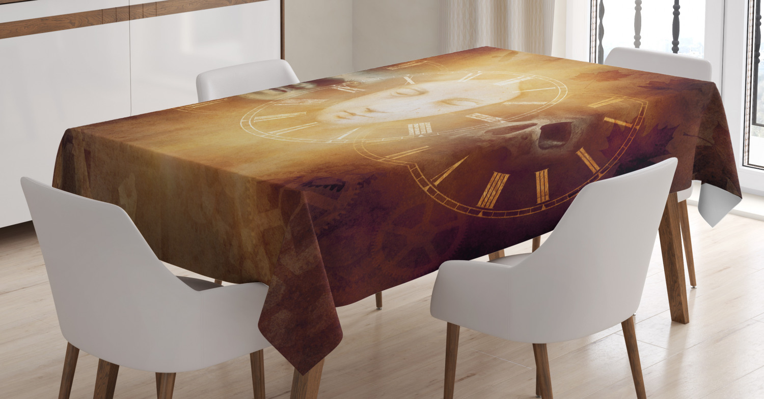 Ambesonne Gothic Tablecloth Rectangular Table Cover, Spooky Scary Skull ...