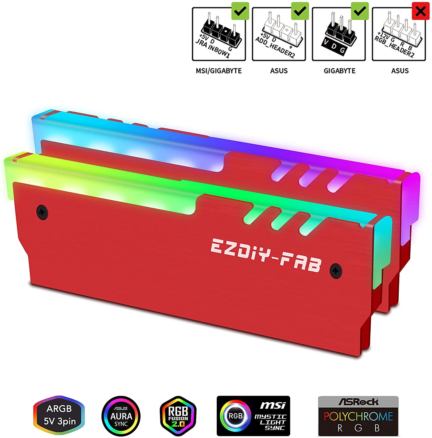 Ezdiy Fab Argb Ddr Heatsink Memory Ram Cooler For Diy Pc Game Overclocking Mod Ddr3 Ddr4 2107