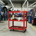 3-Tier Utility Cart, Heavy Duty Steel Push Service Cart with Lockable ...