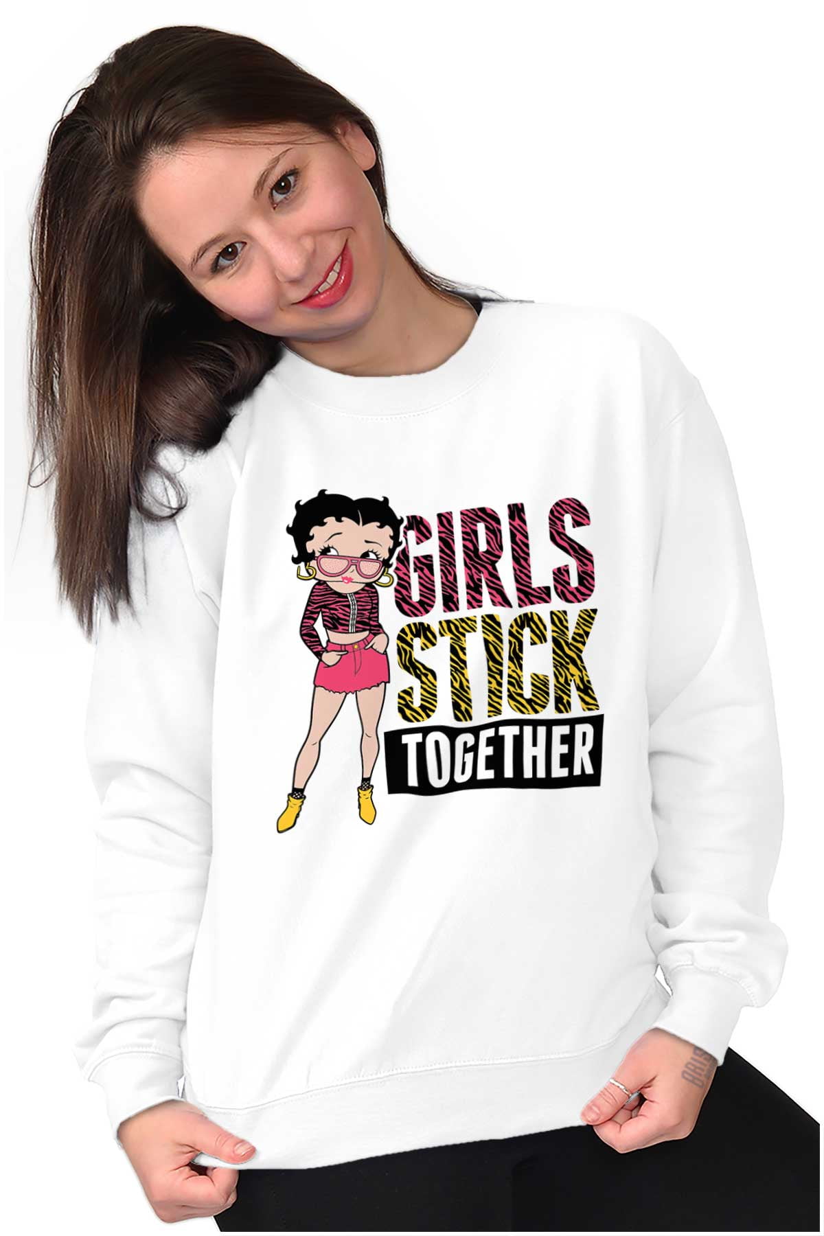 Betty Boop Girl Power Stick Together Women Crewneck Sweatshirt Brisco ...