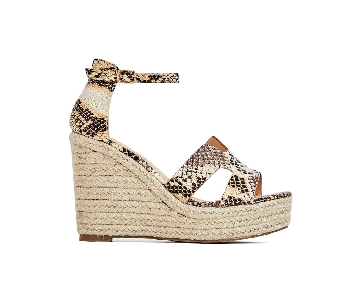 Lemonade Kayson Snake Double Vamp Platform Wedge Espirdrille Sandals ...