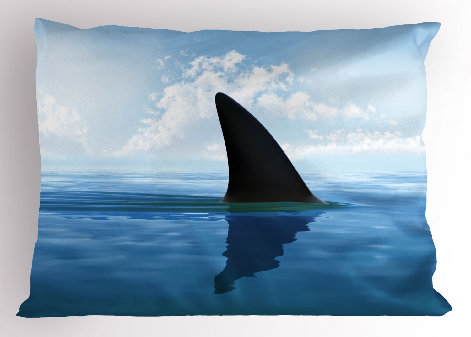 Shark Pillow Sham Shark Fish Fin over the Sea Surface Danger Caution ...