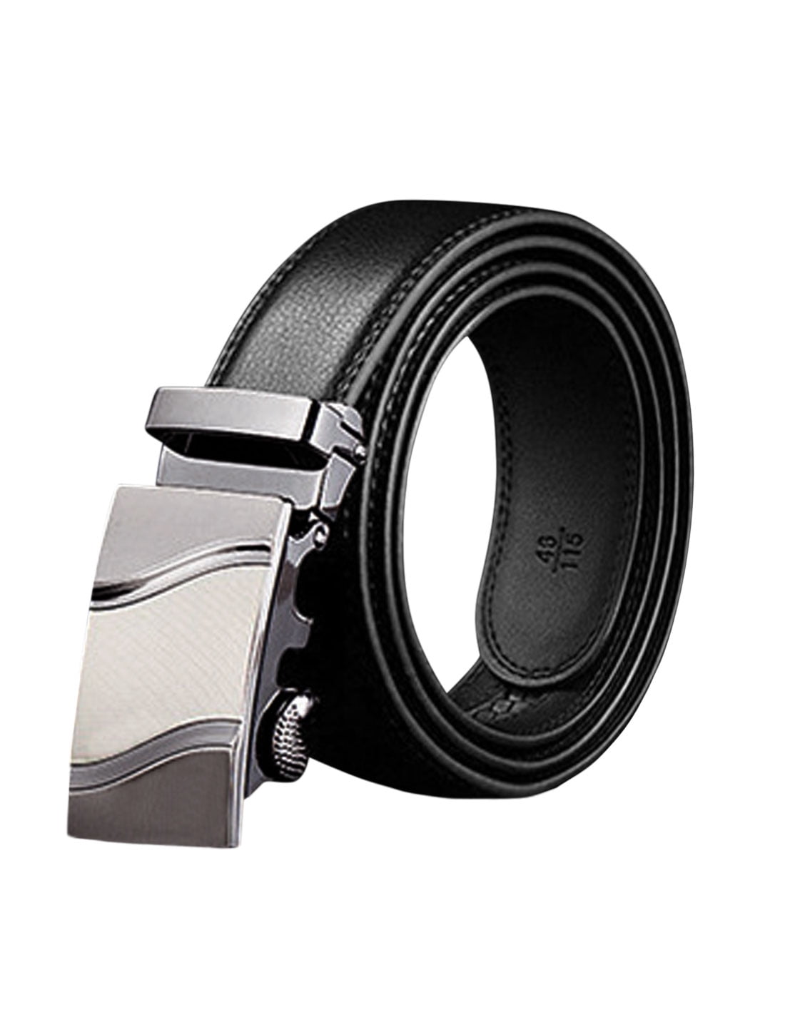 Unique Bargains Men's Holeless Automatic Buckle PU Leather Ratchet Belt ...