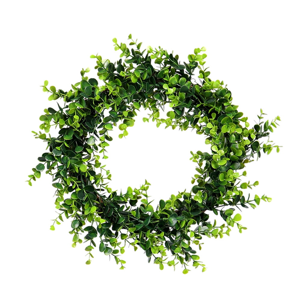 EQWLJWE 18"Front Door Wreath Artificial Boxwood Wreath Faux Outdoor ...