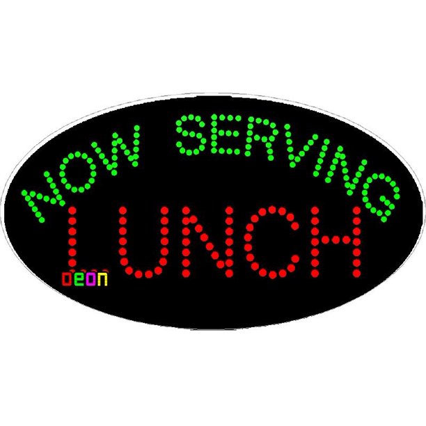 27"x15" Neon By Deon Now Serving Lunch LED Sign w/Flashing Controller ...