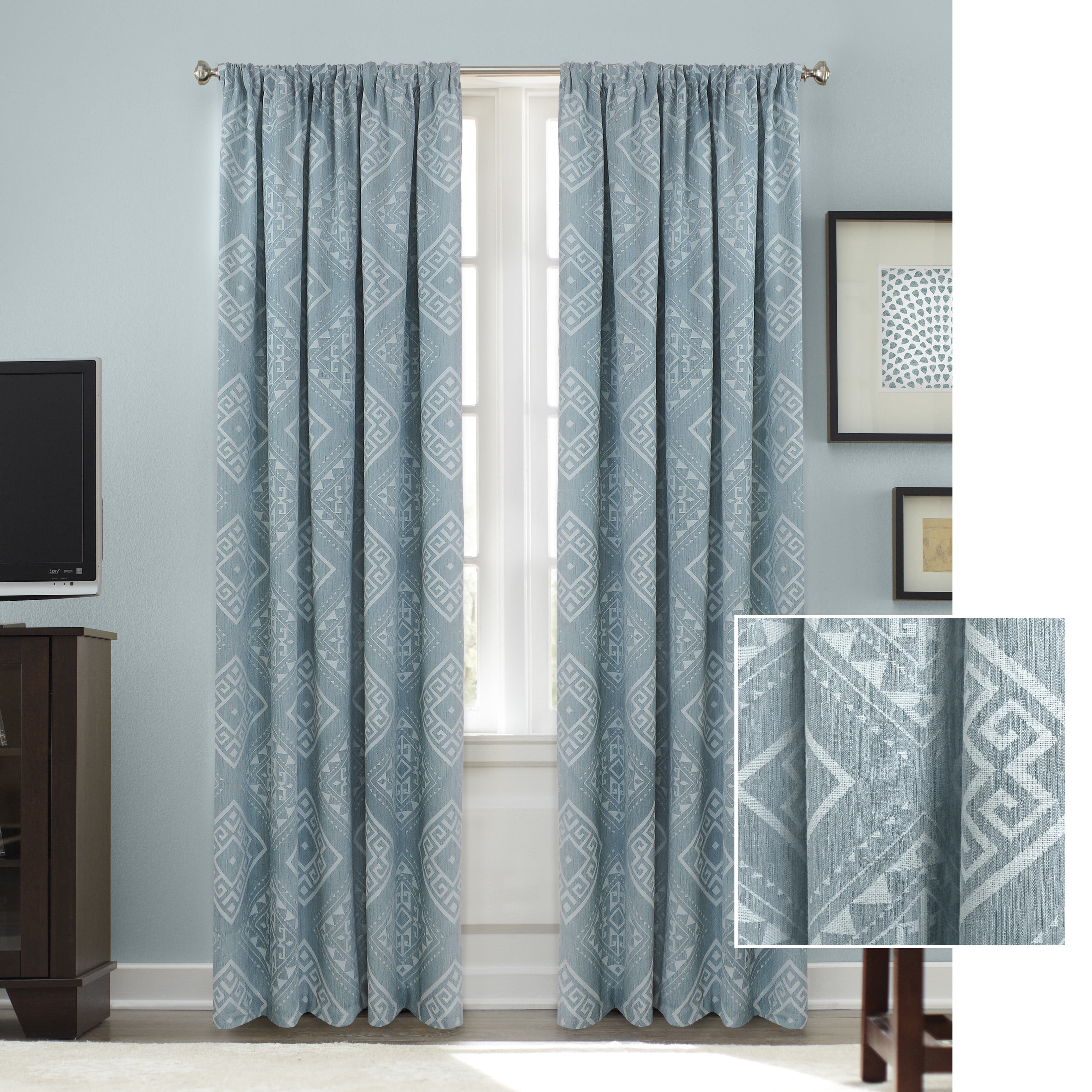 Better Homes and Gardens Woven Diamonds Jacquard Window Curtain Panel ...