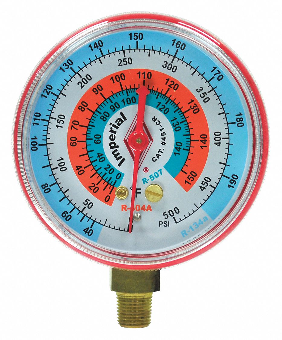 Imperial Gauge,2-1/2 In Dia,High Side,Red,800 psi 422-CR - Walmart.com