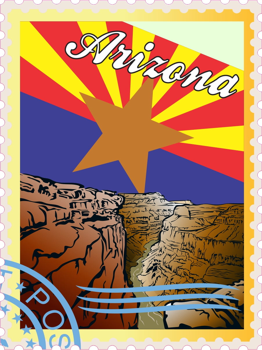 Arizona Stamp Sticker, 3 inches by 4 inches - Walmart.com