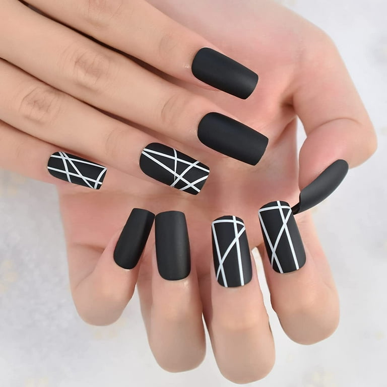 Black And White Matte Nail Designs