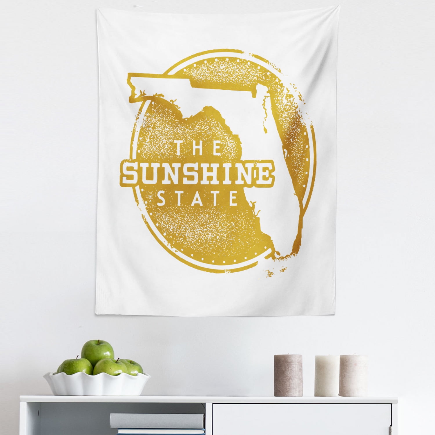 Florida Tapestry, City Map with a Circular Design and Grunge Effect the ...