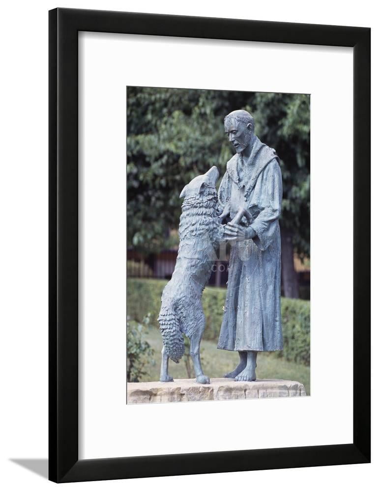 Statue of St Francis and Wolf, Gubbio, Umbria, Italy, Framed Art Print ...