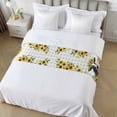Bed Runner Yellow Sunflower Cow Bedding Scarves Soft Decorative Bed ...