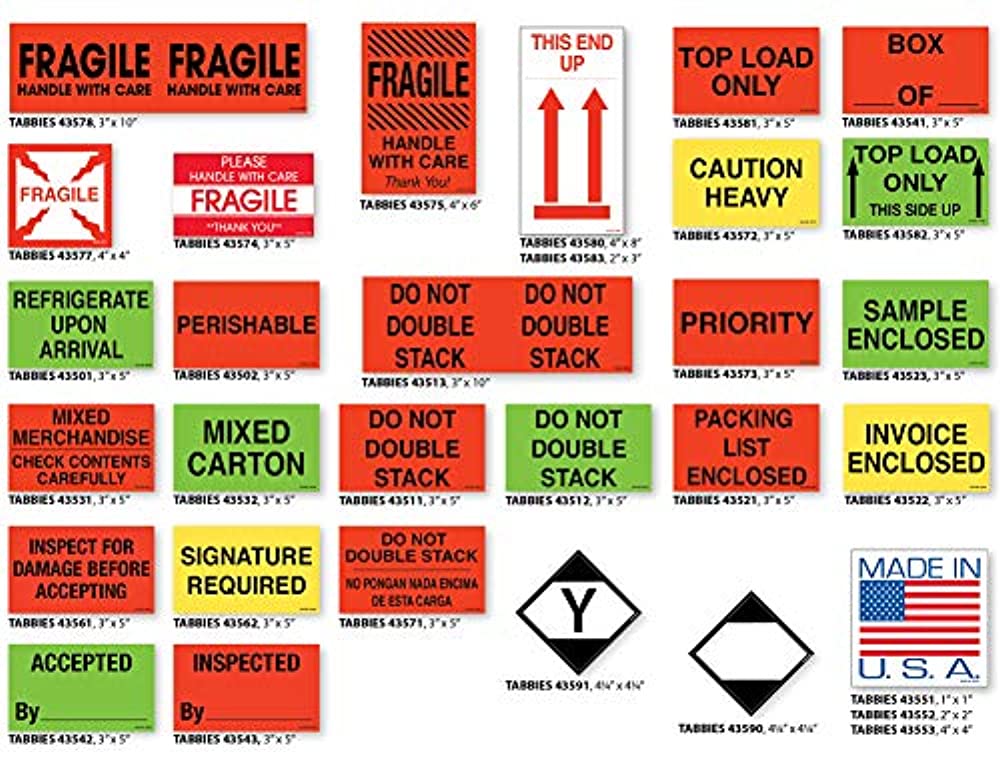 Tabbies Shipping & Handling Labels White with Black, 4-1/4"W x 4-1/4"H ...