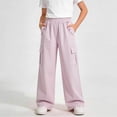 AINIYS Girls Kids Cute Wide Leg Cargo Pants Elastic Waist Lightweight ...