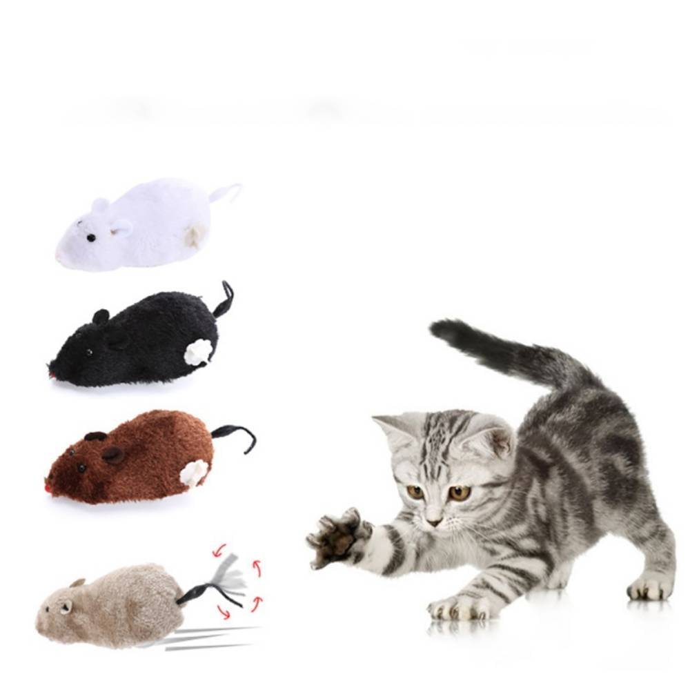 Monfince Funny Cat Toy Winding Plush Mechanical Mice Playing Clockwork ...