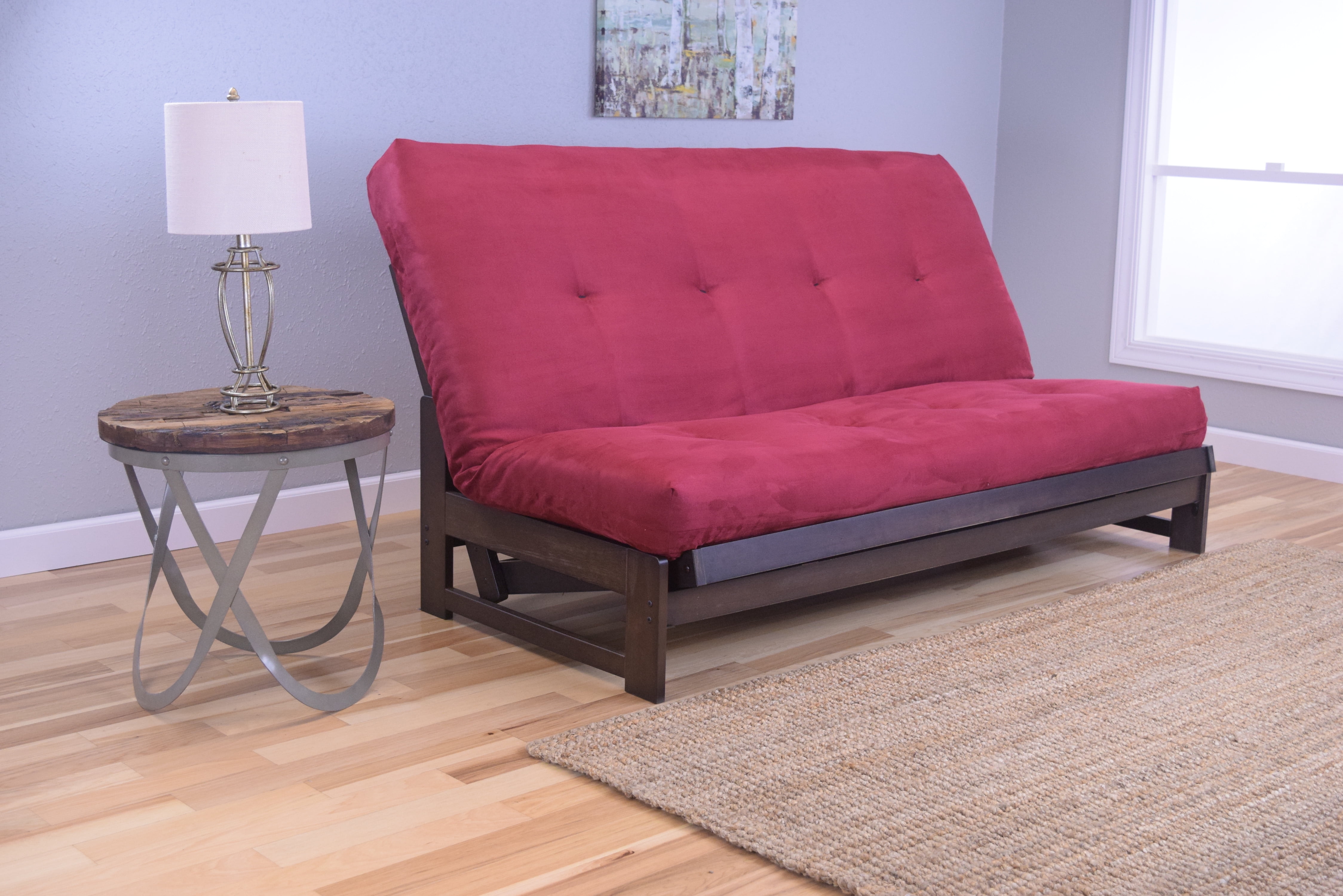 Aspen Futon in Reclaimed Mocha Finish, Multiple Suede Colors - Walmart.com