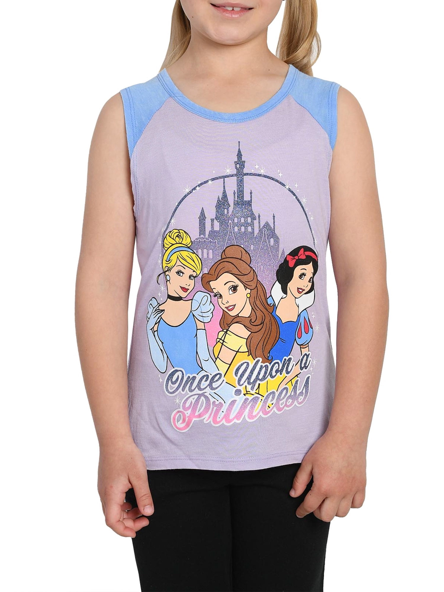 Girls Disney Princesses T Shirt Tank Top Belle Cinderella Snow White