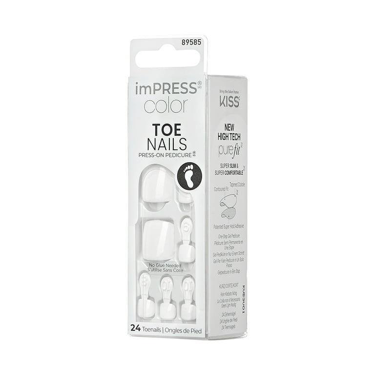 KISS ImPRESS Color Square Press-On Toenails, White, 24, 47% OFF
