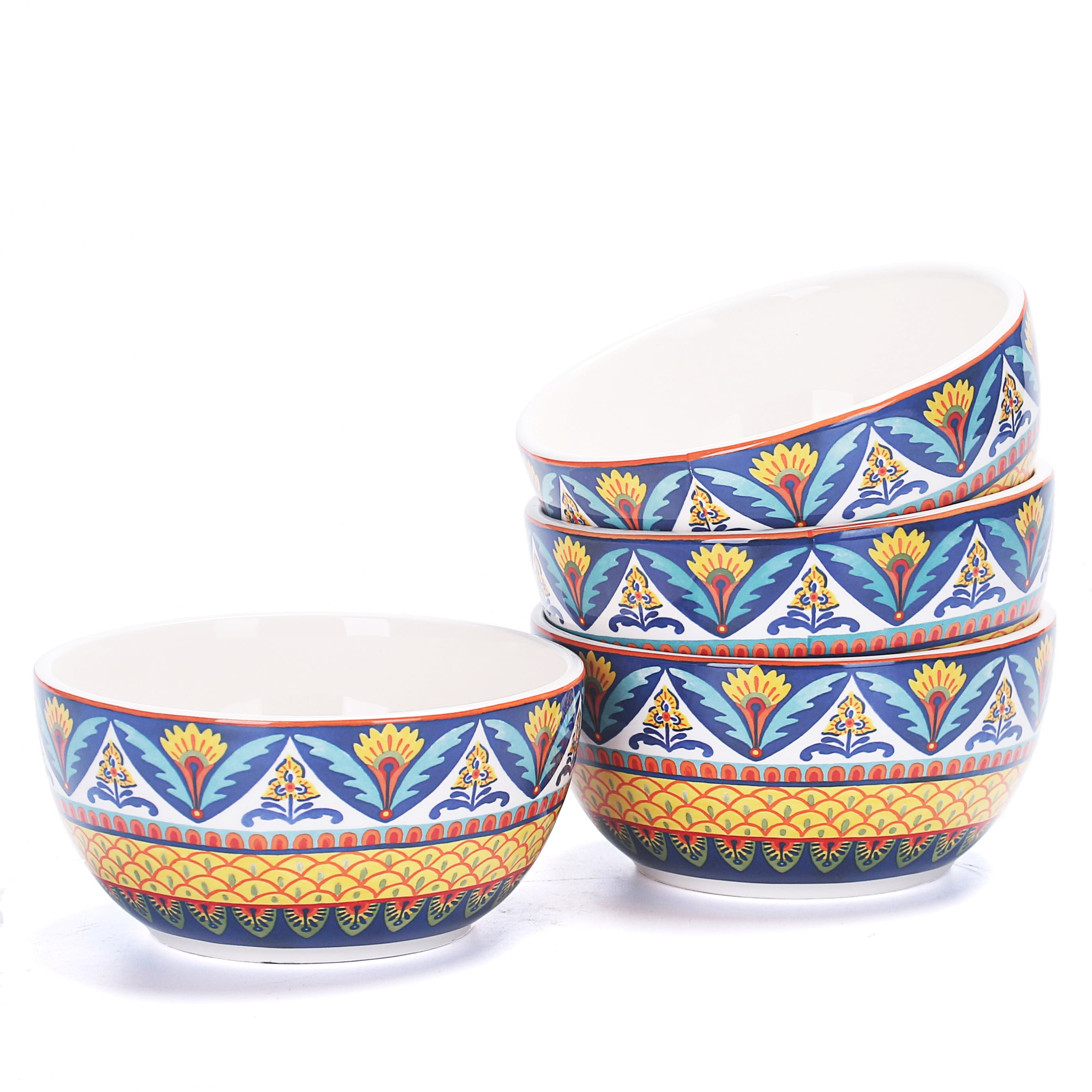 Bico Havana 26oz Ceramic Soup Bowls Set of 4, for Pasta, Salad, Cereal ...