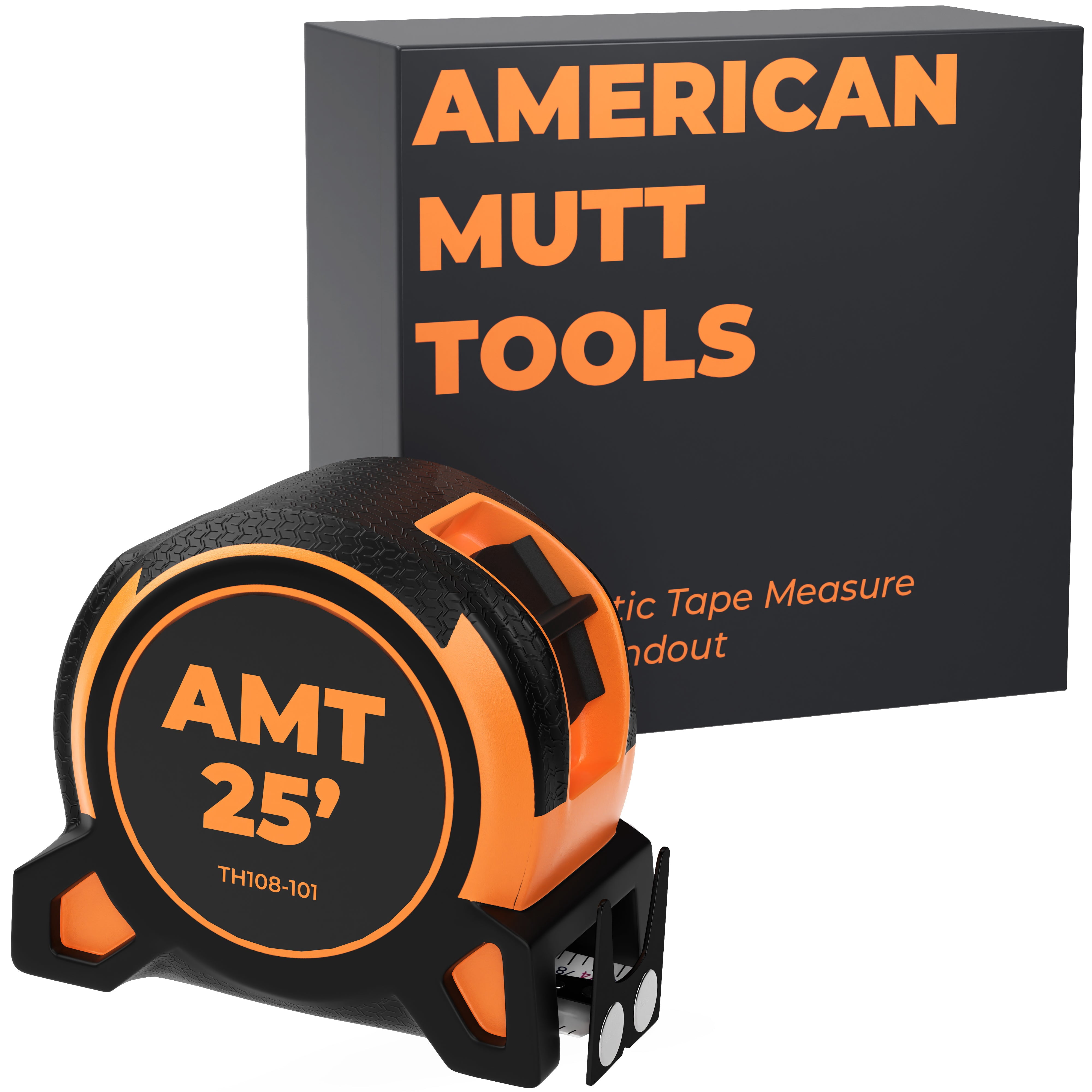 American Mutt Tools Magnetic Tape Measure 25 ft - Easy Read Tape ...