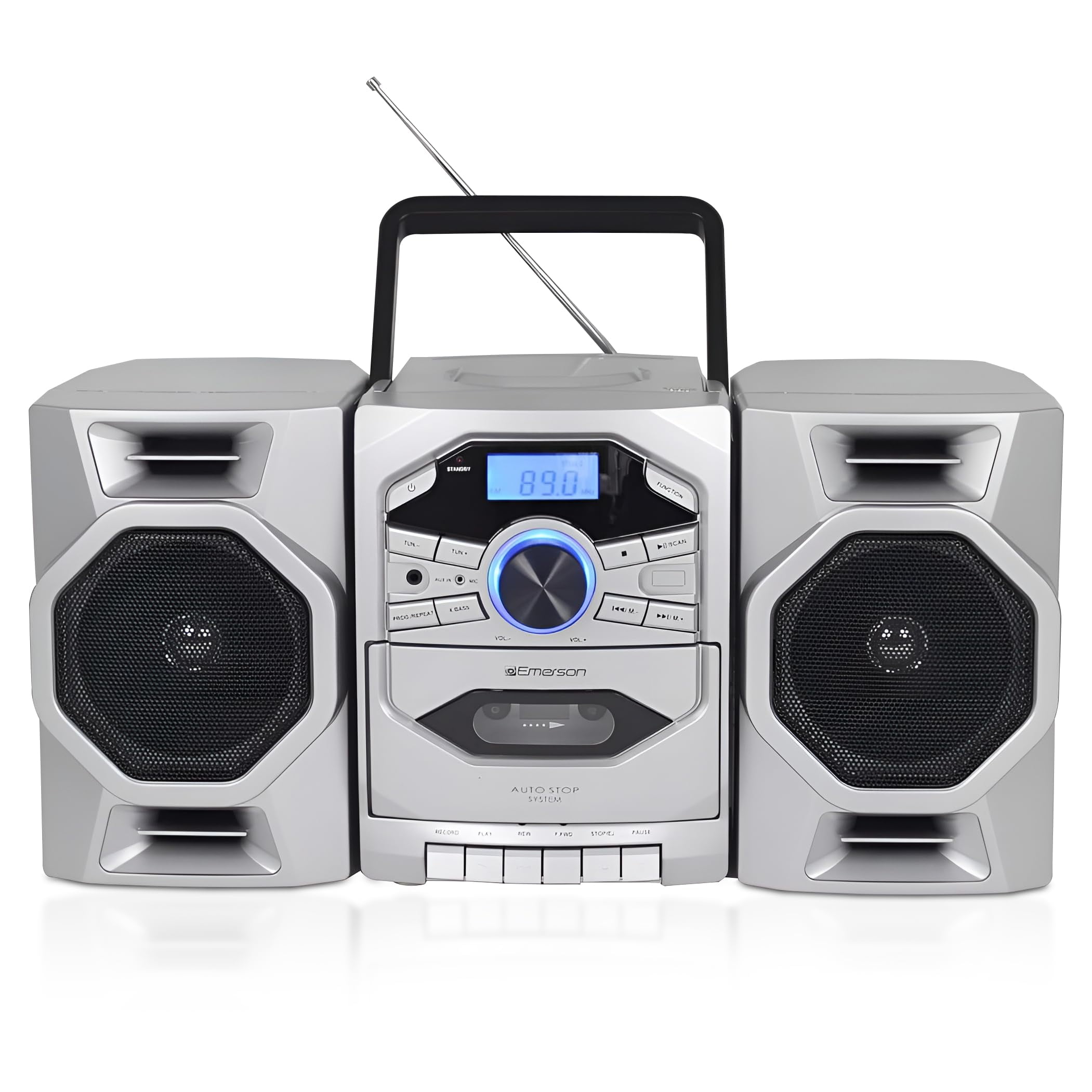Emerson Portable CD Player Boombox with Cassette Player, Tape Recorder ...