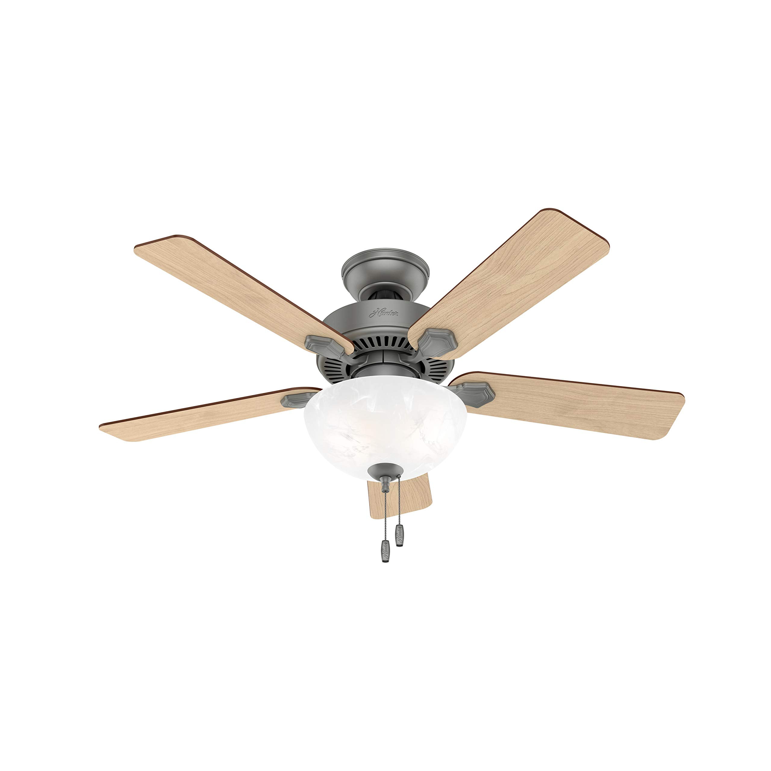Restored Hunter Fan 44 inch Traditional Matte Silver Indoor Ceiling Fan ...