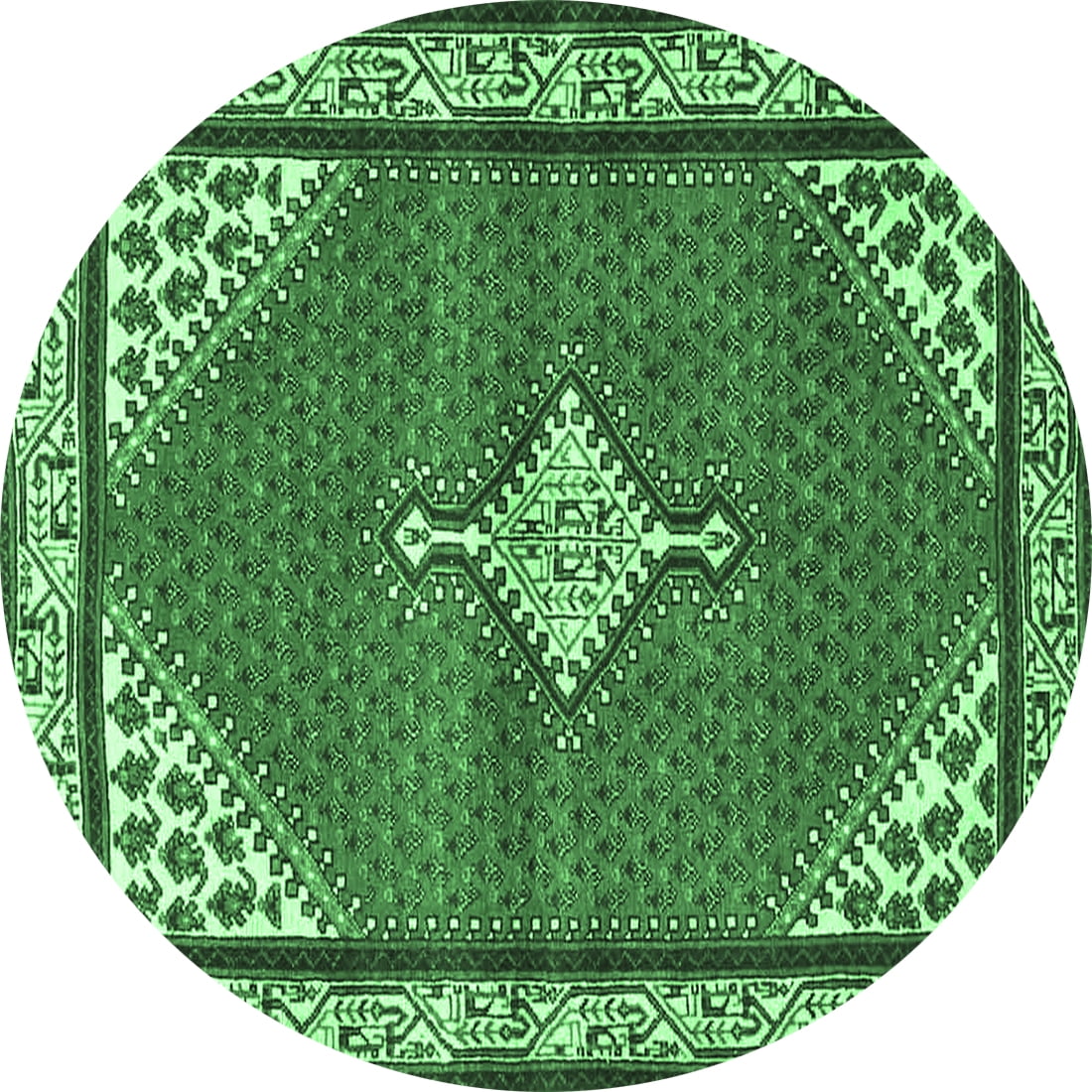 Ahgly Company Indoor Round Medallion Emerald Green Traditional Area ...