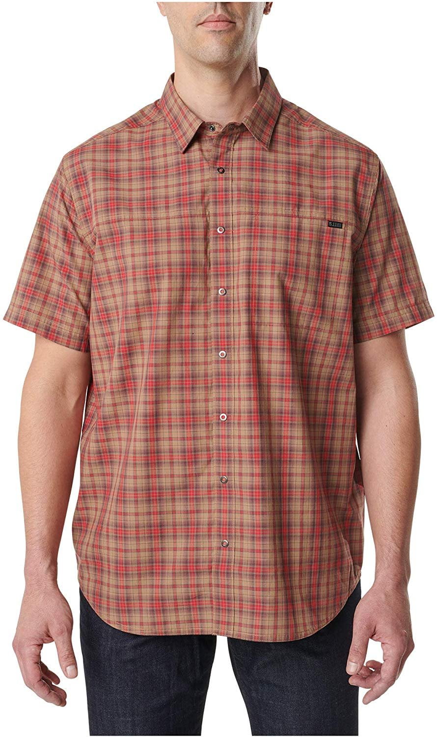 5.11 Tactical Men's Poly-Cotton Hunter Plaid Short Sleeve Shirt, Style ...