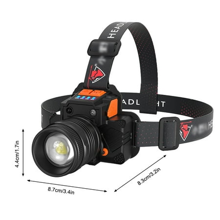 3 Modes High Bright Headlamp Jogging USB Charging Head Torch Hiking ...