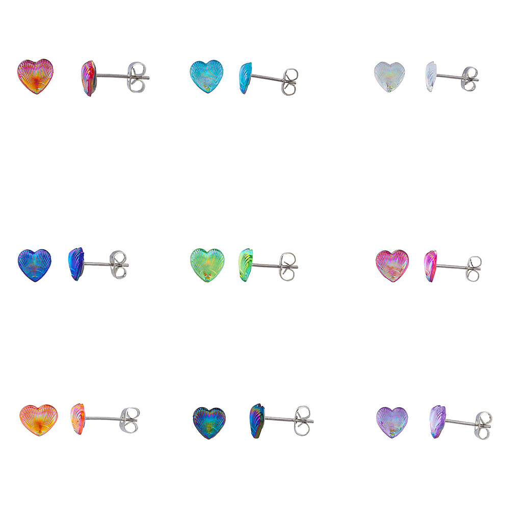 Lux Accessories Rainbow Heart Earring set (9Pc) - Walmart.com