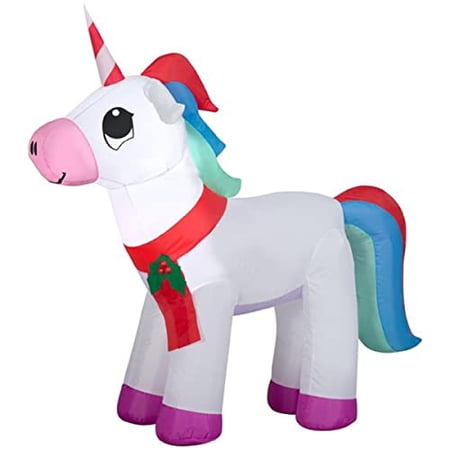 Colorful Unicorn Christmas Inflatable Decoration by Gemmy, Multicolor ...