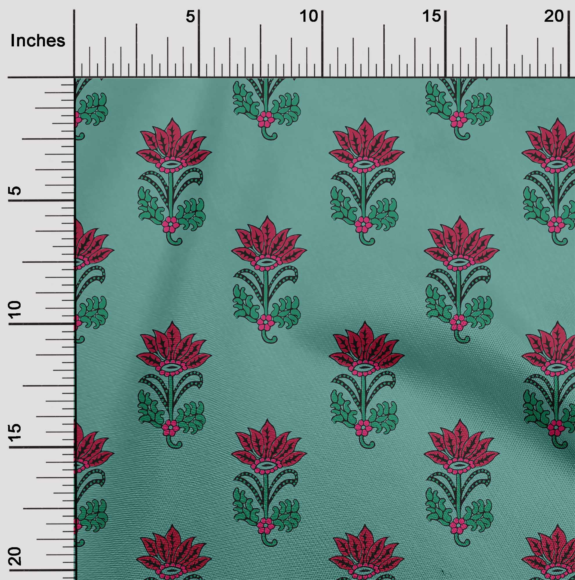 oneOone Cotton Flex Fabric Leaves & Floral Block Print Fabric BTY 40 ...