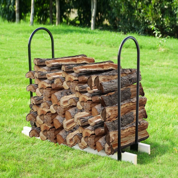 Earth Worth | Adjustable Firewood Log Rack | Up to 16 FT | Black ...