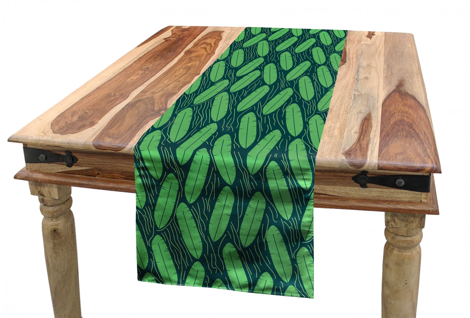 Tropical Table Runner, Exotic Banana Palm Leaves Motif Botanical ...
