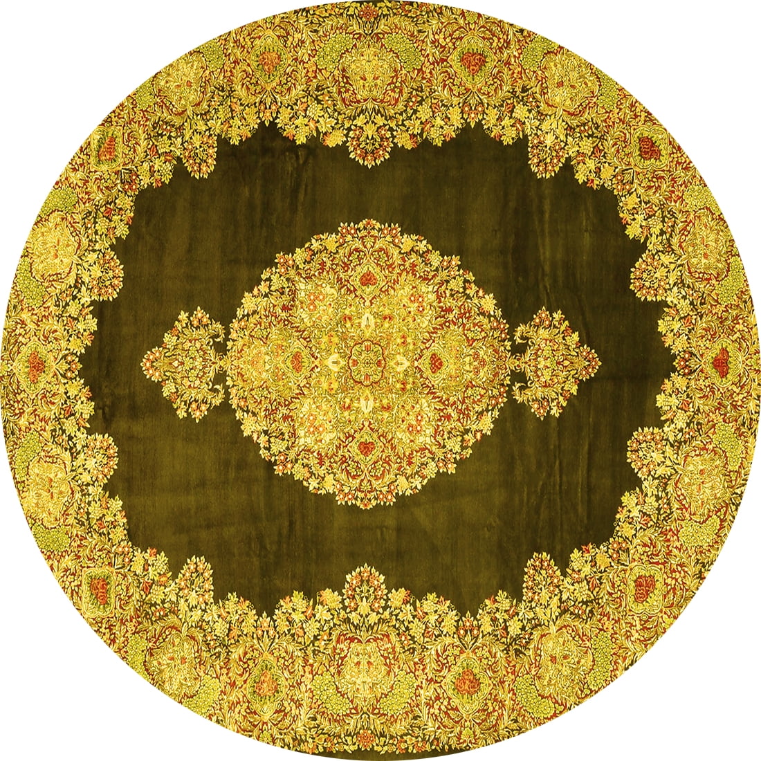 Ahgly Company Machine Washable Indoor Round Medallion Yellow ...