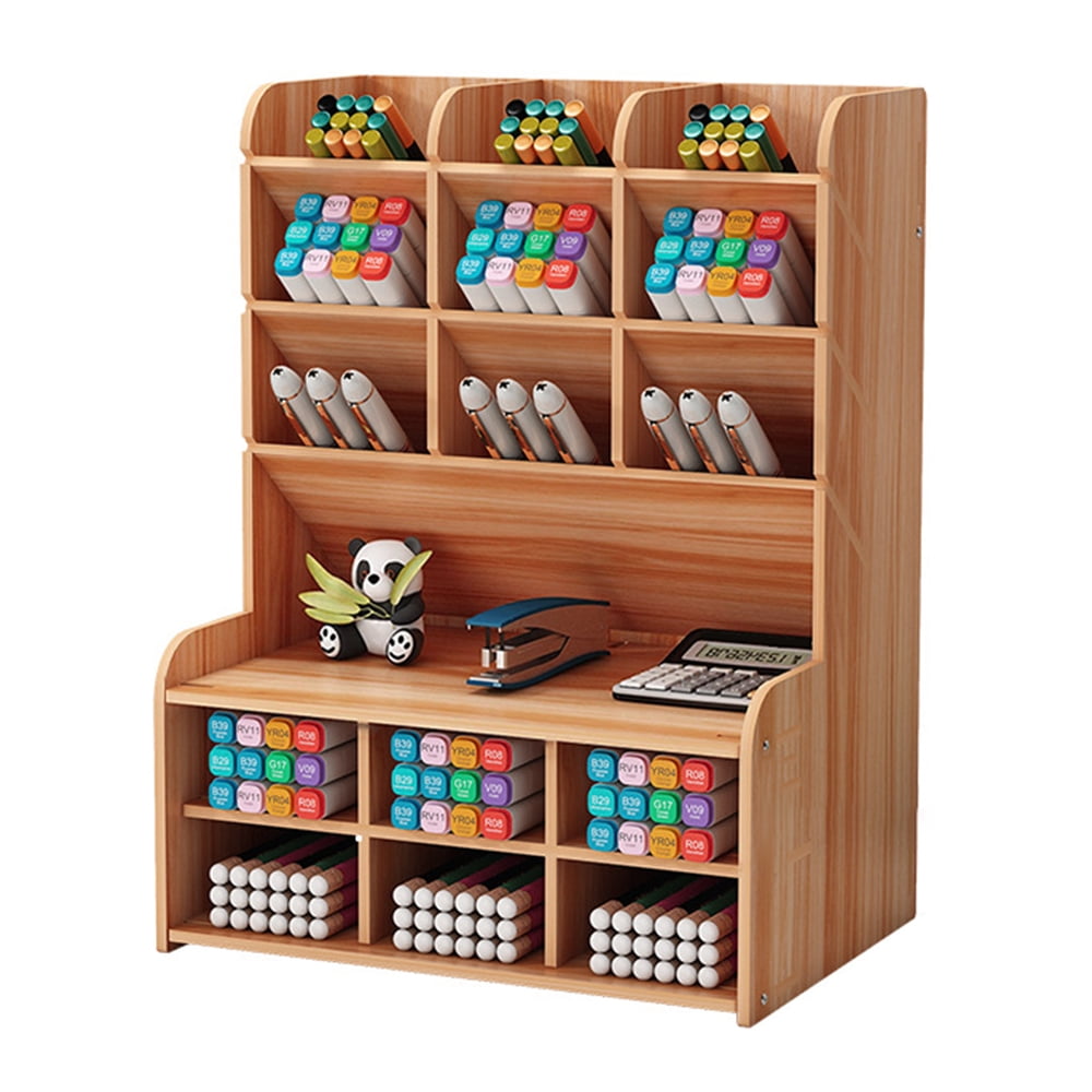 Pcapzz Wooden Pen Organizer, Multi-Functional DIY Pen Holder Box, Pen ...