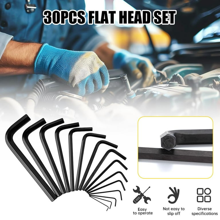 Allen Wrench Set 30-Piece SAE & Metric Hex Key (Allen Wrench) Set With ...