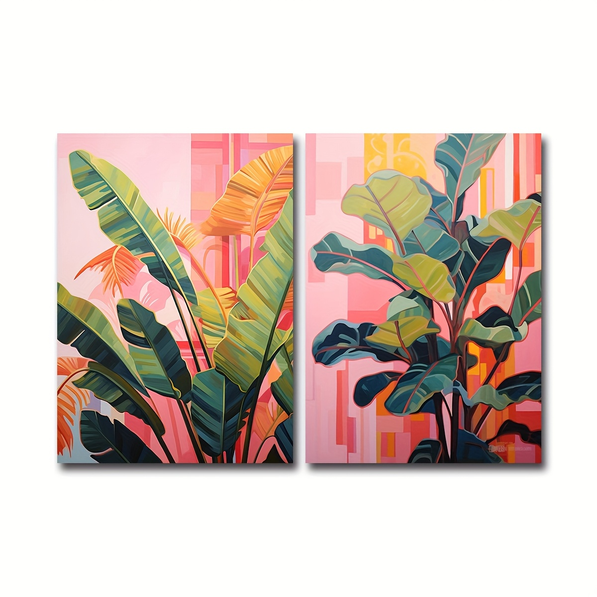 Click here for Nobrand 2pcs/Set Boho Vibrant Pink Palm Fig Tree T... prices