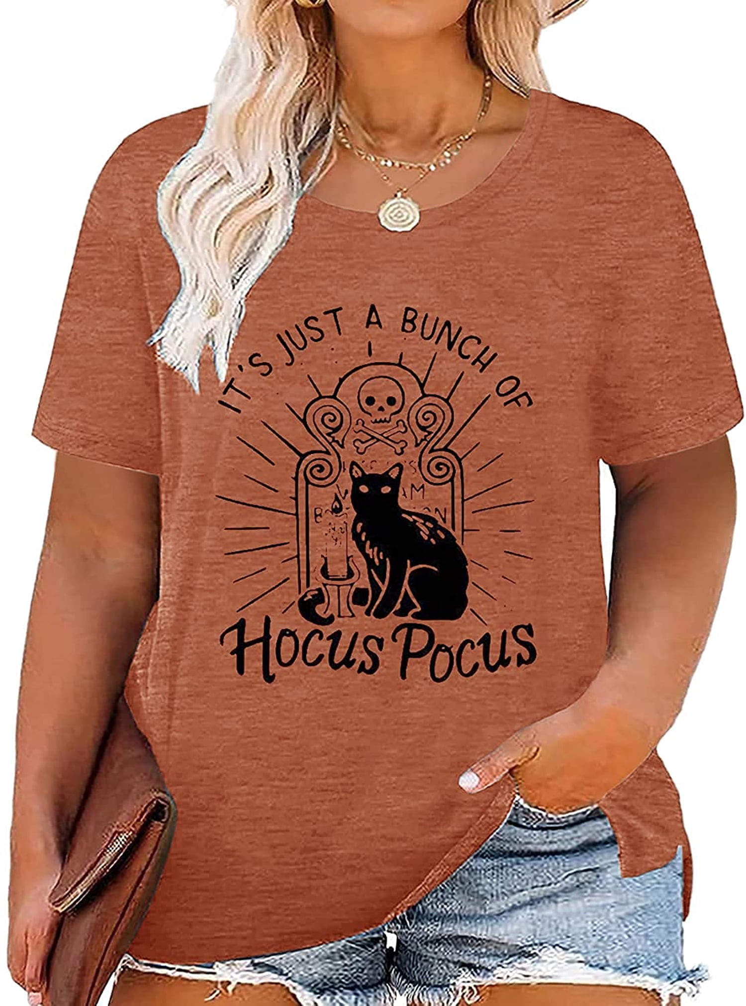 Anbech Hocus Pocus Shirts for Women's Plus Size Halloween Shirts Its ...