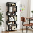 6-Tier S-Shaped Bookshelf, 64" Freestanding Geometric Bookcase, Home ...