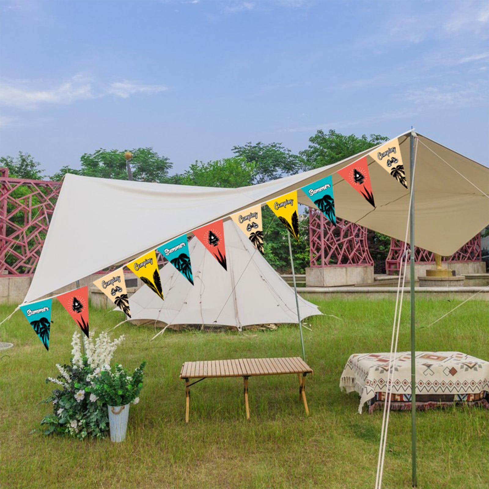 Xihbxyly Banderas Coloridas para Acampar, Banderines Ligeros y ...