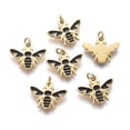 1pc 316 Surgical Stainless Steel Enamel Charms Bee Shape Black Golden 8 ...