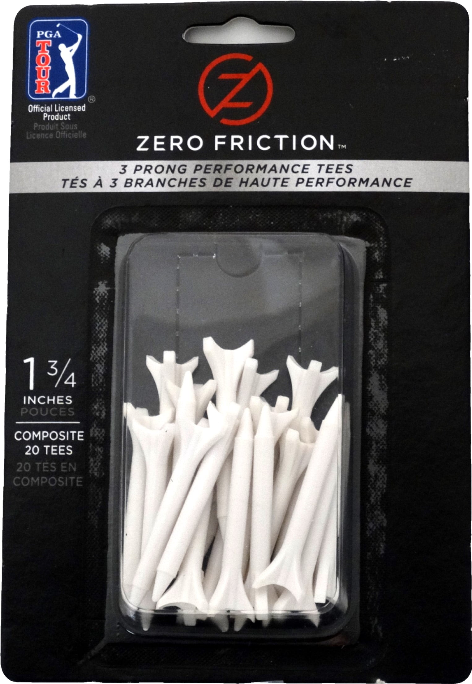 New Zero Friction White Tees 1¾" Plastic 1 Pack of 20 Total 3 Prong / 1 ...