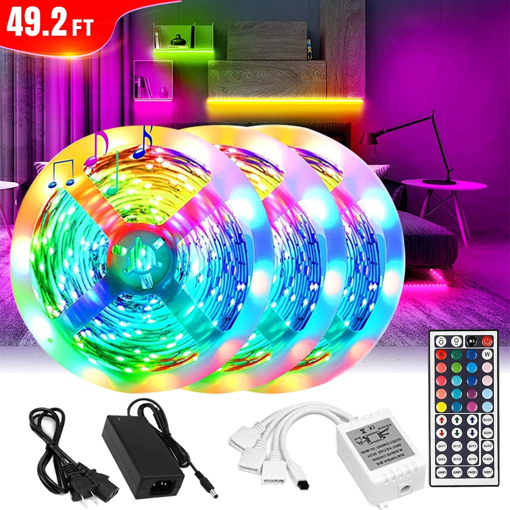 TYNZEO 49.2ft 3528SMD Led Lights for Bedroom, Multi-Color Changing LED ...
