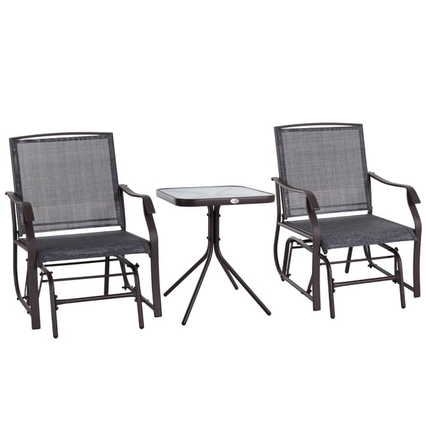 Outsunny 3 Pieces Patio Gliders Set, Outdoor Gliders with Sling Fabric ...