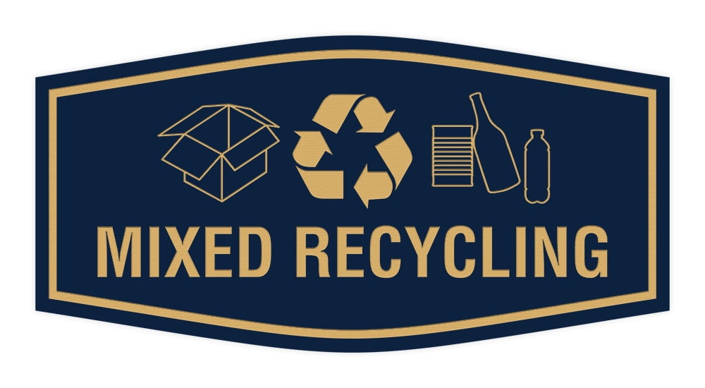 Fancy Mixed Recycling Sign (Navy Blue/Gold) - Small - Walmart.com