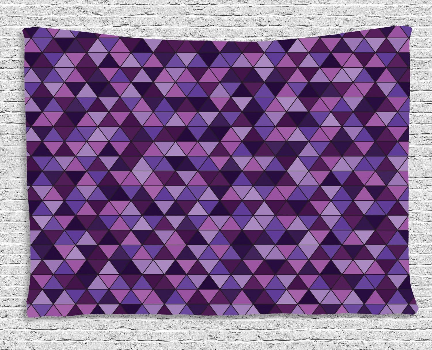 Geometric Tapestry, Triangle Grid Pattern Mosaic Tile in Lavender Plum ...