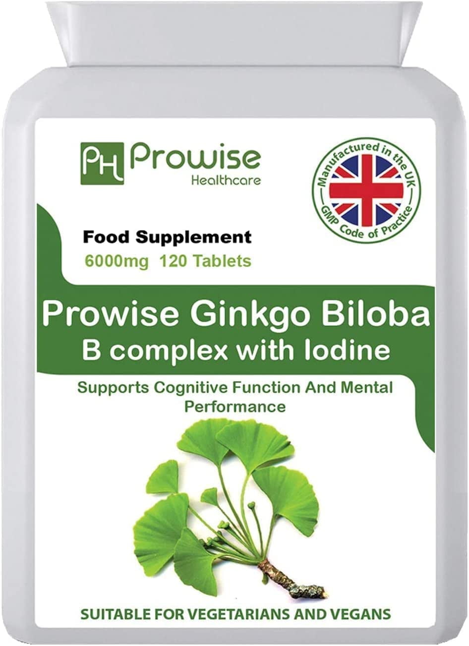 Ginkgo Biloba 6000mg with Vitamin B Complex and Iodine 120 Tablets I ...
